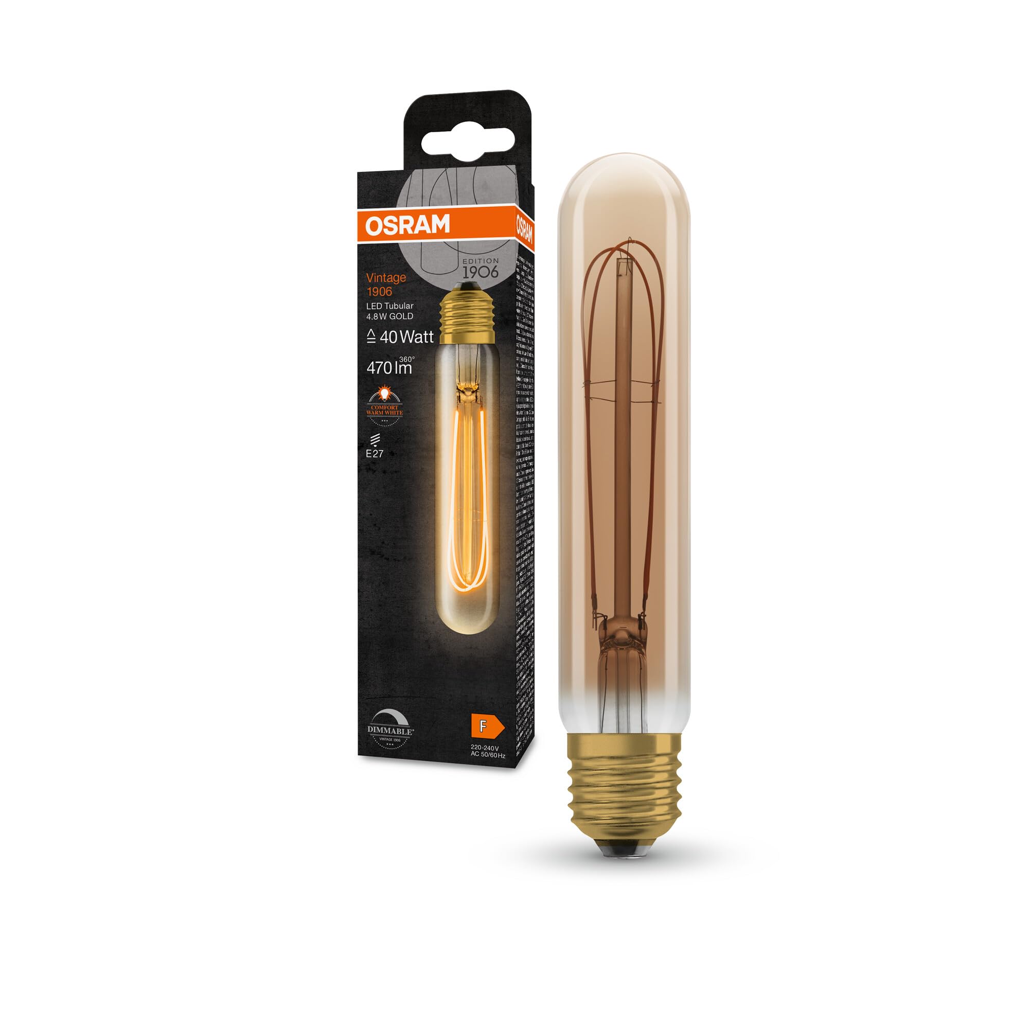 Osram Lampada LED Vintage 1906 tinta dorata, 4.8 W, forma ottima del ...