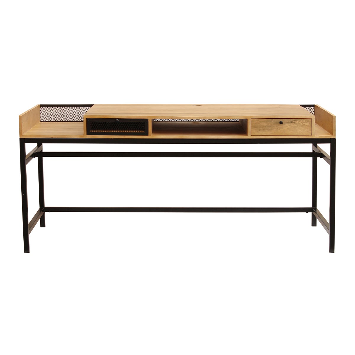 Bureau avec rangements 2 tiroirs industriel bois manguier massif et ...