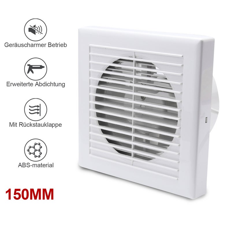 Ventola da bagno ventola ventola ventola silenziosa omoia bianca 150 mm ...