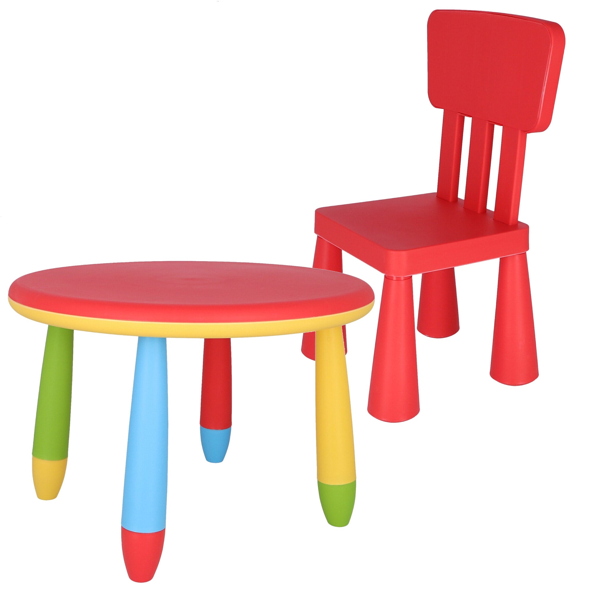 WellHome Table ronde et chaise en plastique solide et résistant - Rouge ...
