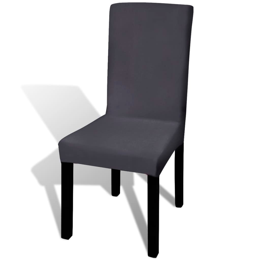 Housse de chaise droite extensible 4 pièces gris anthracite | Leroy Merlin
