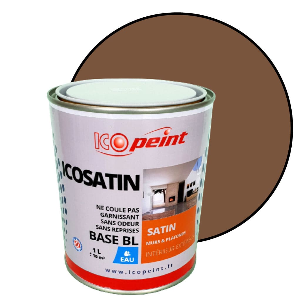 Peinture murs Acrylique Satin Lessivable 1L - ICOSATIN - RAL 8025 Brun ...