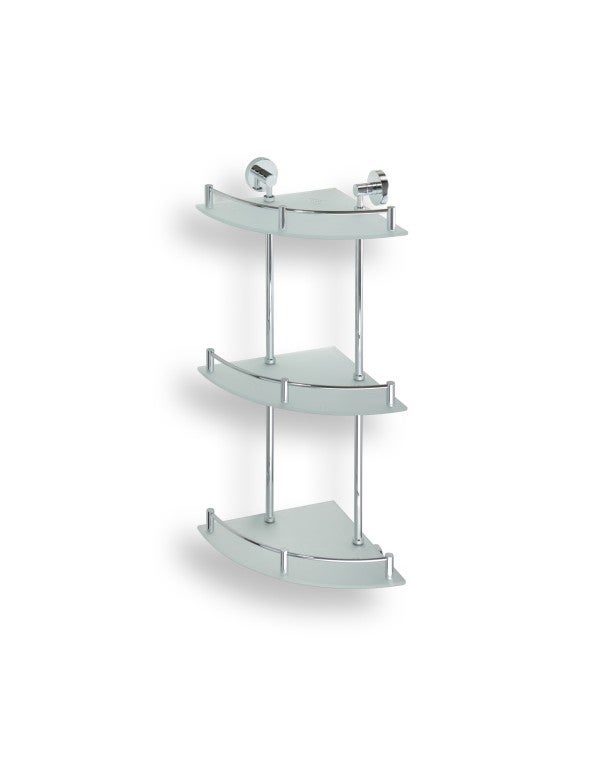 Tablette d'angle de douche 3 étages en verre OMEGA 27x67,5x27cm | Leroy ...