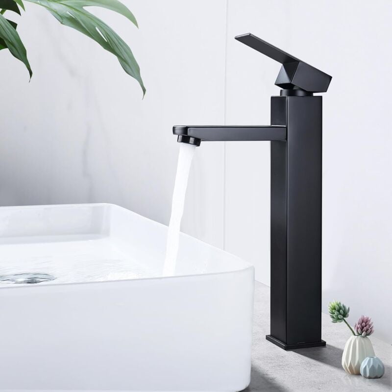 Grifo mezclador de lavabo de diseño moderno en negro - Grifo de baño ...