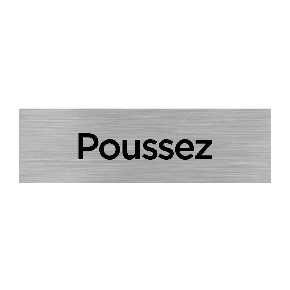 Plaque de porte Poussez, 170x50 mm (17x5 cm), adhésif aspect aluminium ...