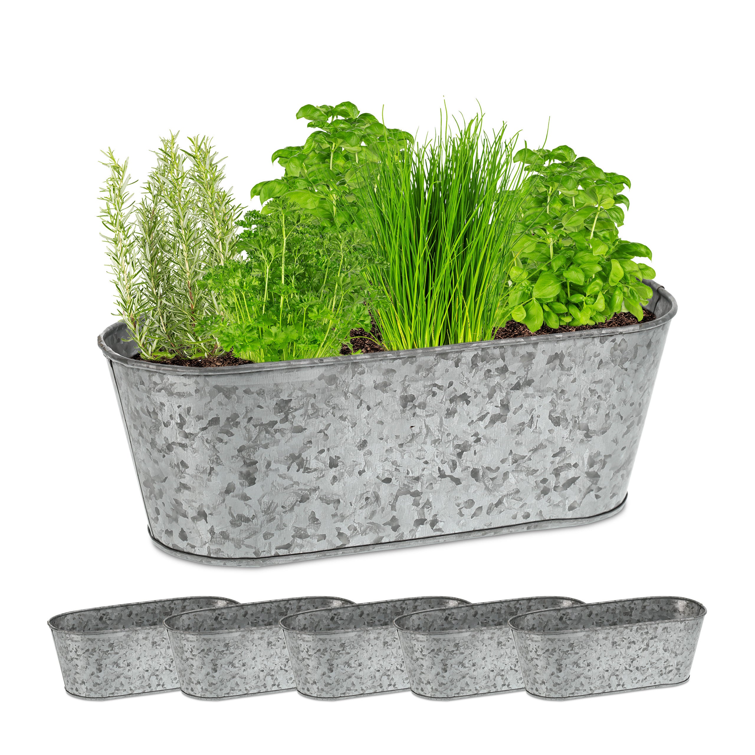 Relaxdays Pots en zinc lot de 6, bacs à plantes zingués, seaux en métal ...
