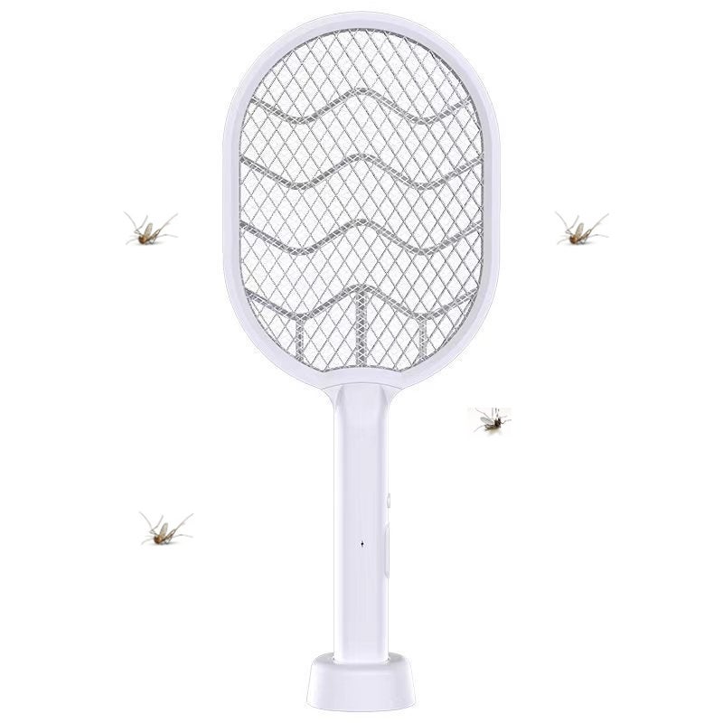 Matamoscas eléctrico 2 en 1 con base de carga USB, matamoscas potente ...