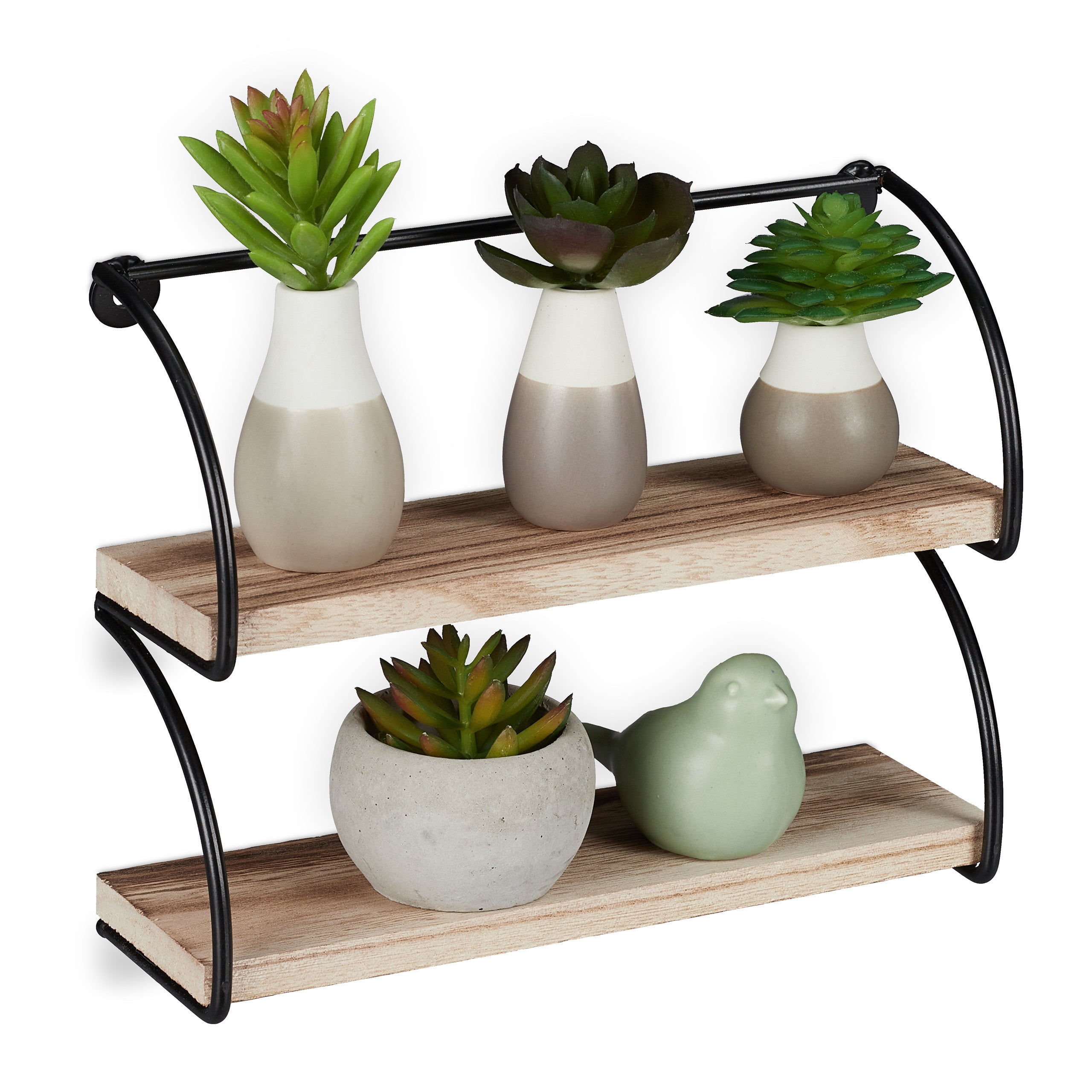 Relaxdays Étagère murale industriel, 2 niveaux, métal bois, déco ...