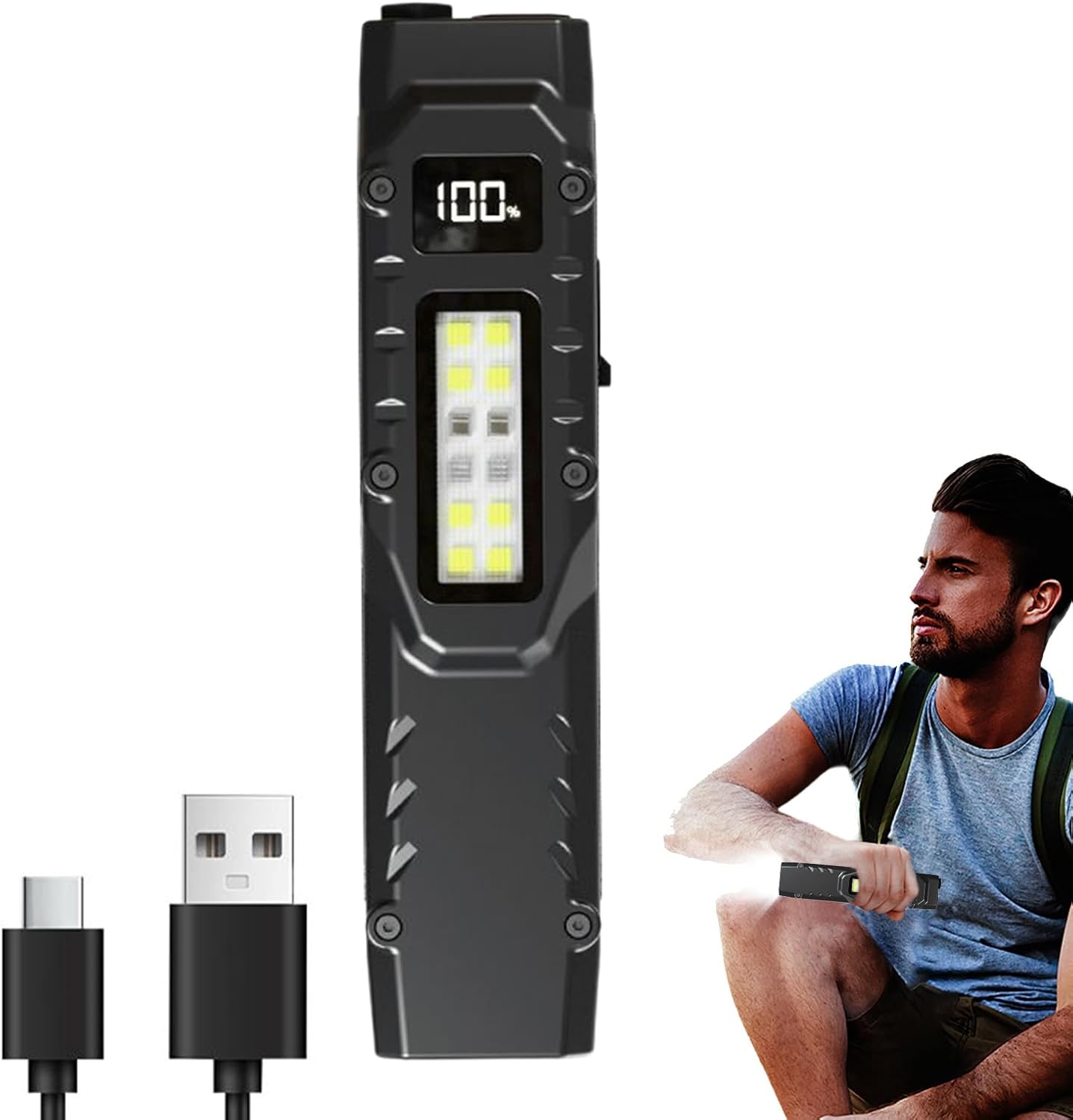 Linterna tipo bolígrafo - Diseño delgado, pantalla digital, clip. Ideal ...
