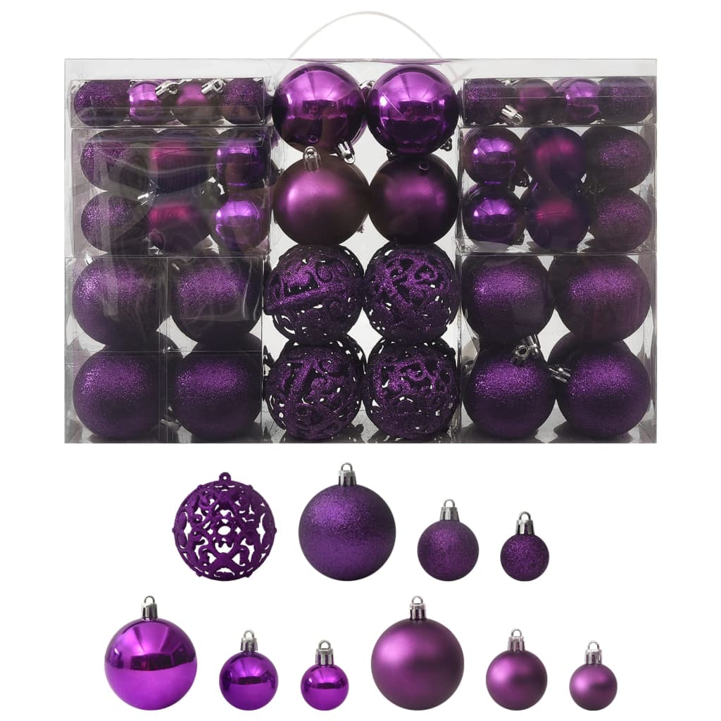 Ensemble de boules de Noël 100 pcs Violet vidaXL | Leroy Merlin