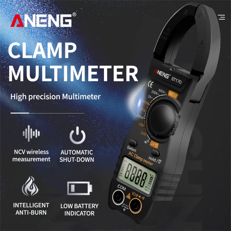 Multímetro digital con pinza amperimétrica ST170, 1 999 cuentas, rango ...