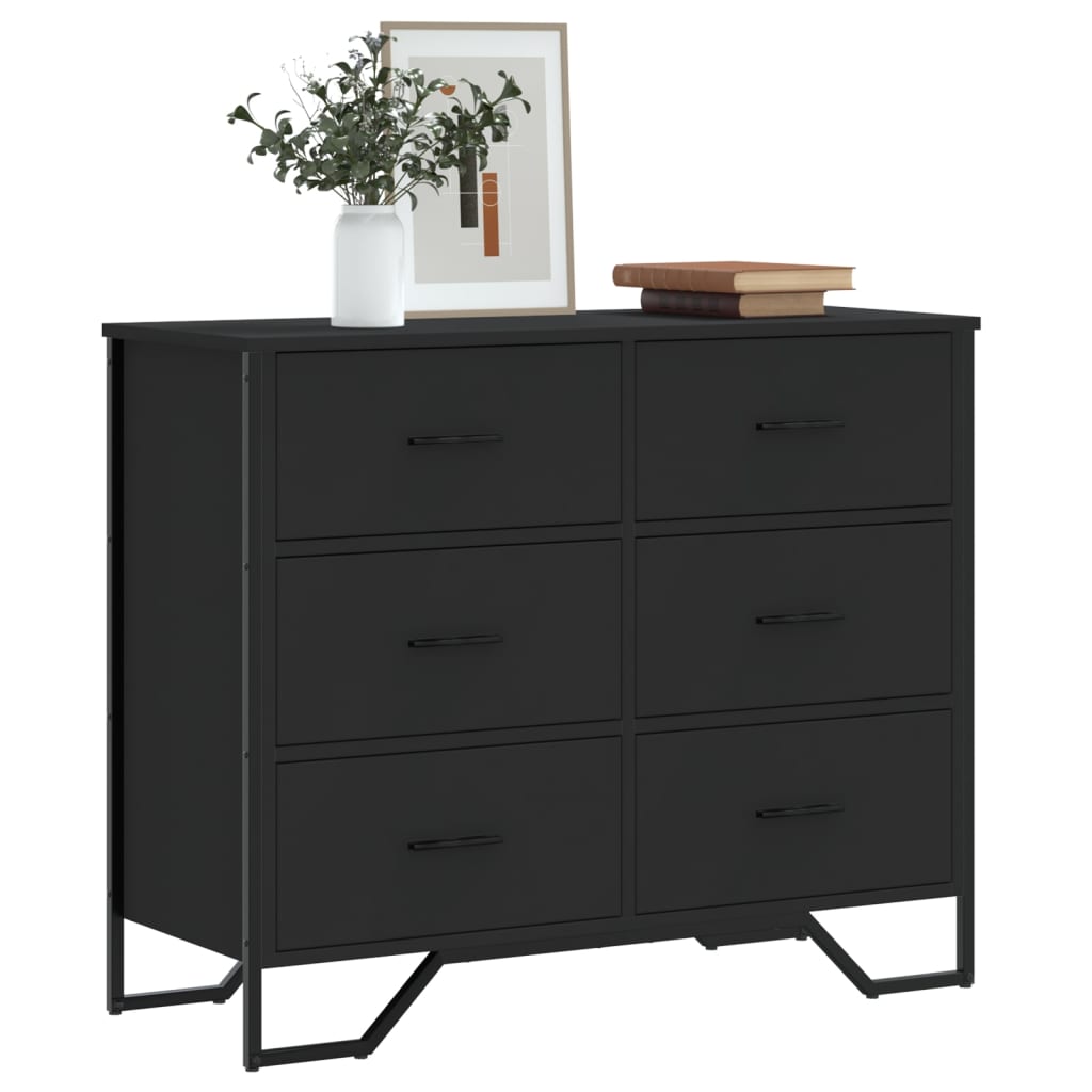 Maison Exclusive - Commode noir 91x35,5x74,5 cm bois d'ingénierie ...