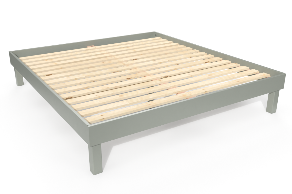 Lit queen size 180x200 Confort en bois massif, Gris | Leroy Merlin