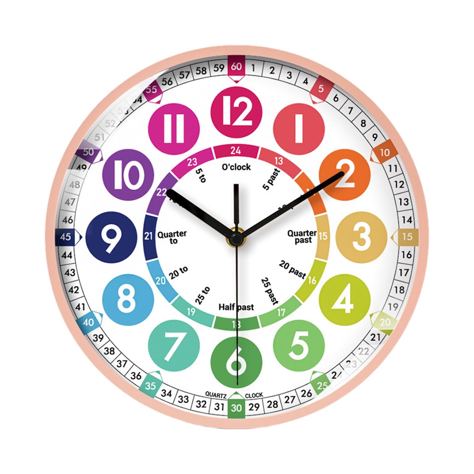 Horloge murale éducative à motif dessin animé outil pédagogique pour ...