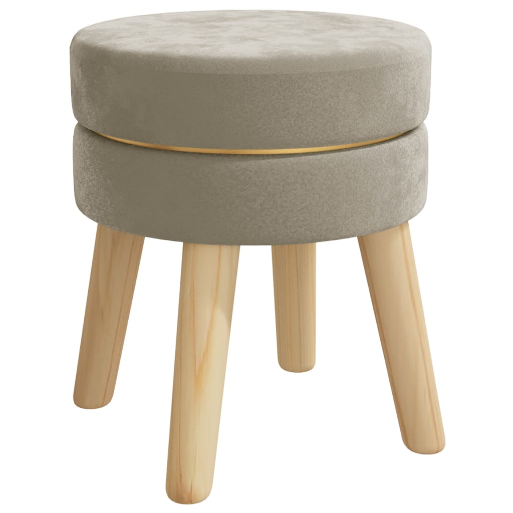 Tabouret | Repose-pied | Pouf rond Gris foncé Velours CFW552596 | Leroy ...