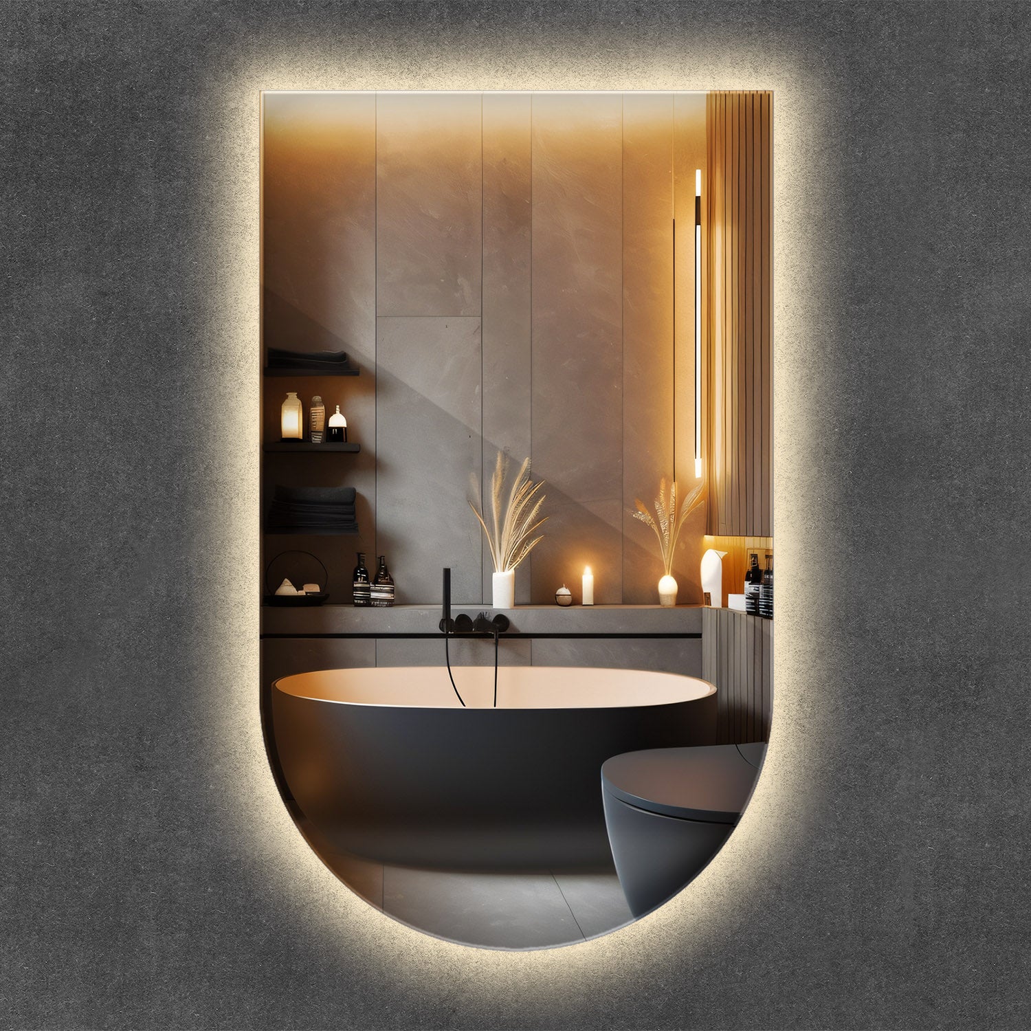 Miroir ovale LED | Wallfluent | 50x90 cm | avec lumière chaude | miroir ...