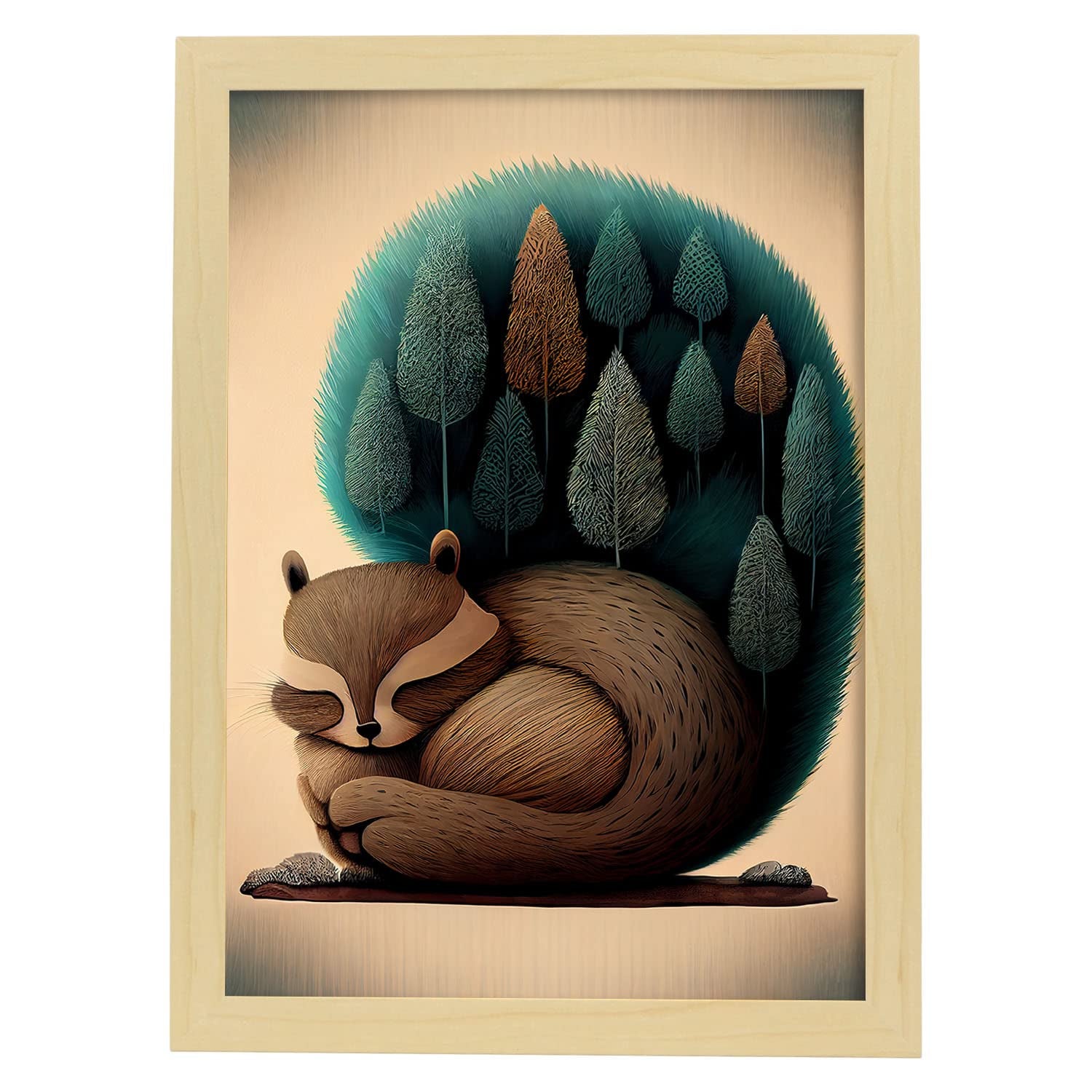 Nacnic Affiche Raton Laveur Dans Le Style Précisionnisme Illustrations ...