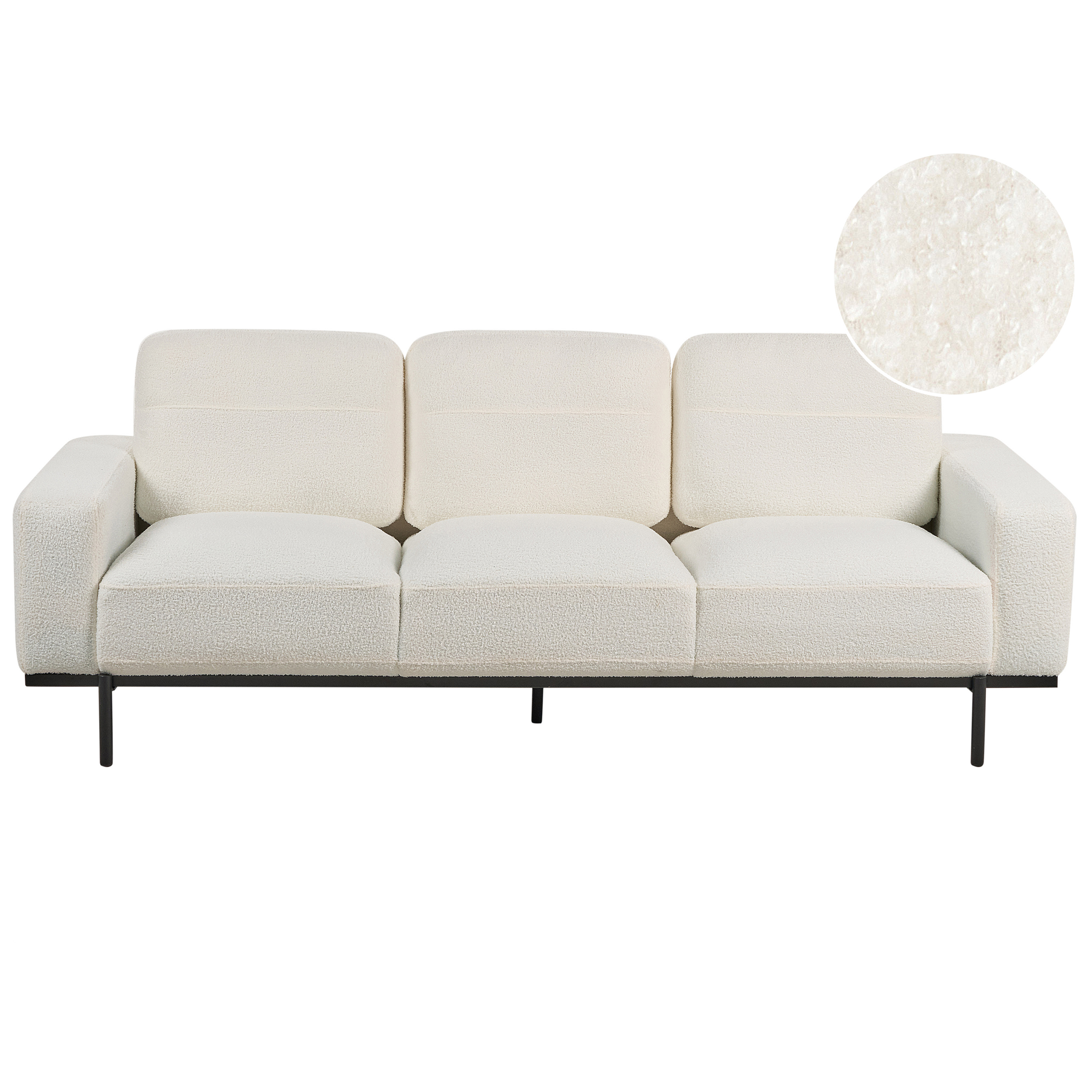 Beliani Sofá SOVIK Bouclé Blanco crema 3 plazas | Leroy Merlin