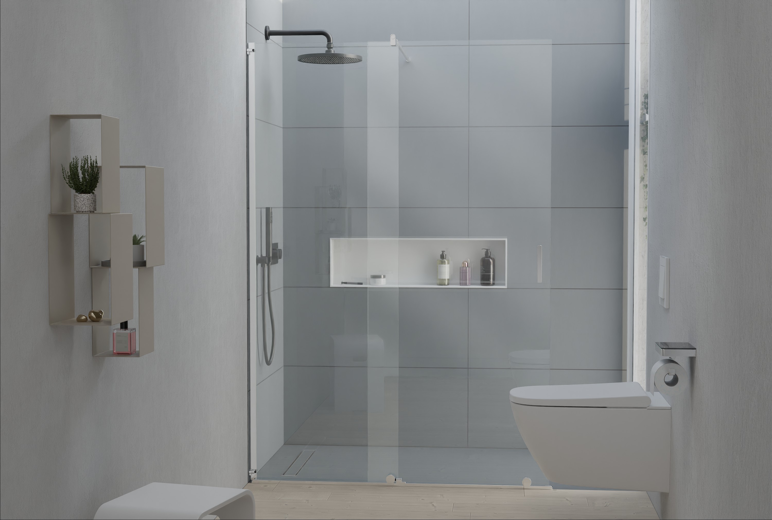 BERNSTEIN - Paroi de douche 195x120cm en verre claire 8mm, Cabine de ...