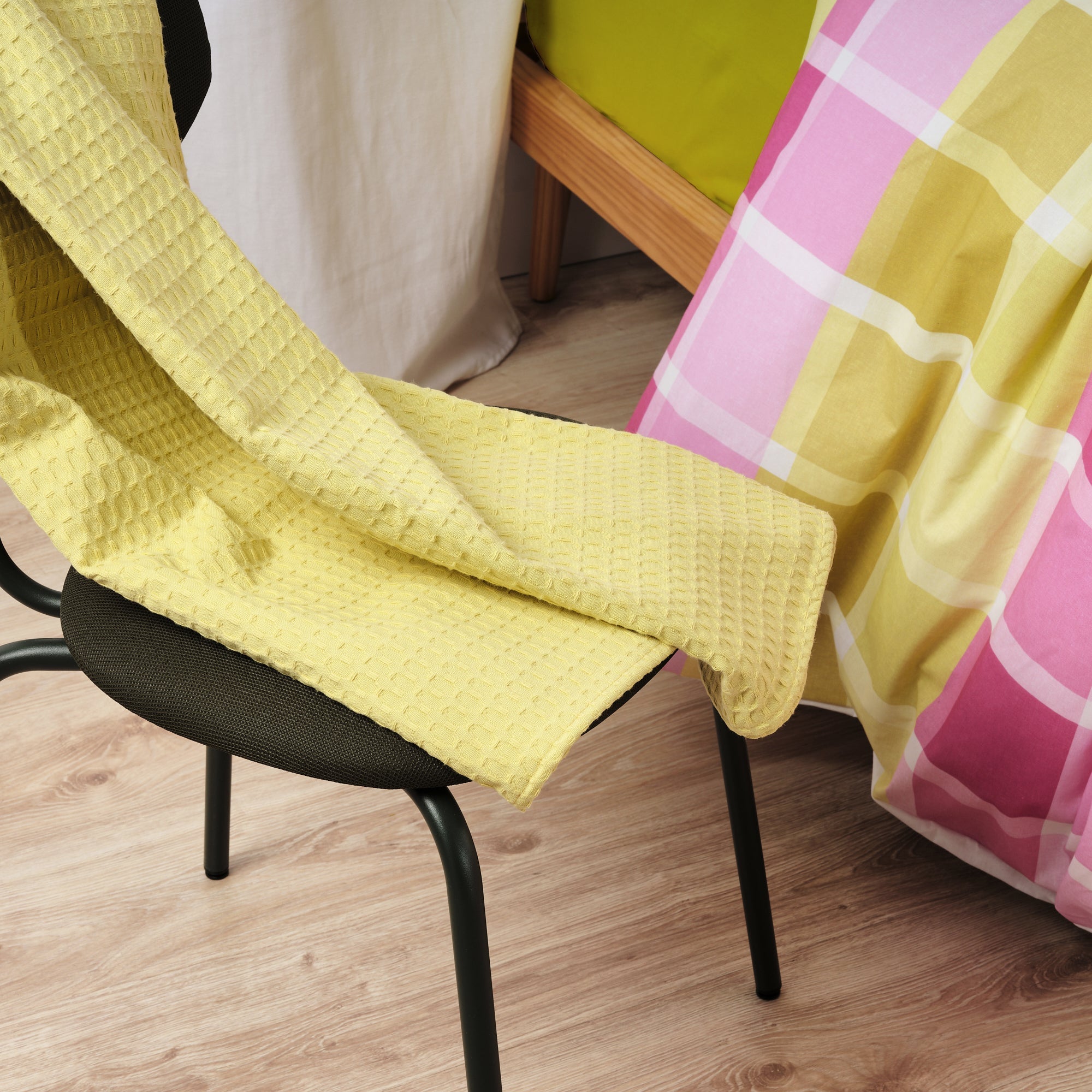 Plaid Waffle 100% coton Vert Clair 130x170 cm | Leroy Merlin