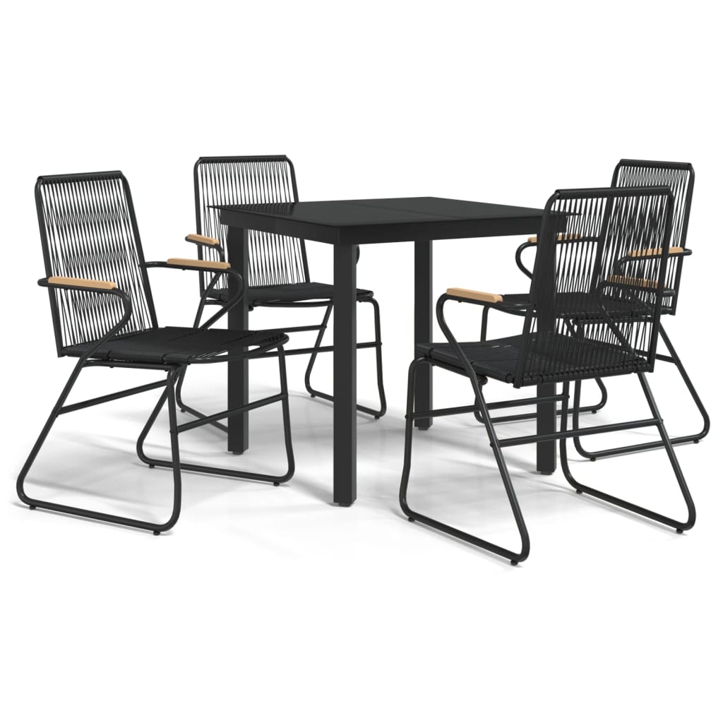 Mobilier à d?ner de jardin 5 pcs Noir Rotin PVC | Leroy Merlin