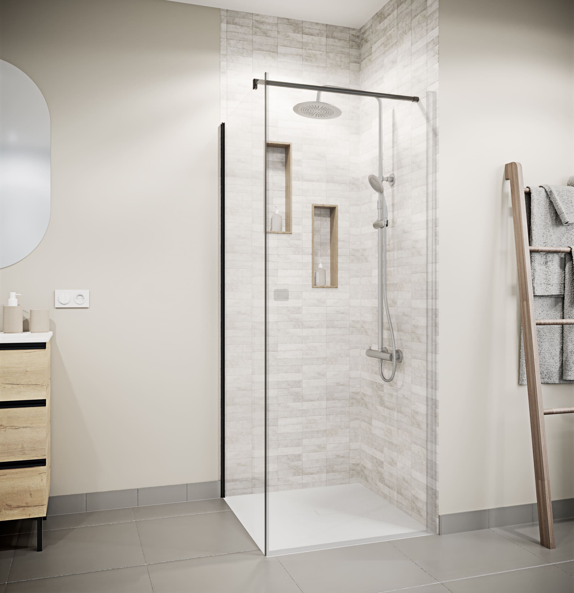 Paroi de retour 90x180 cm pour Porte de Douche - Verre Trempe 5mm ...