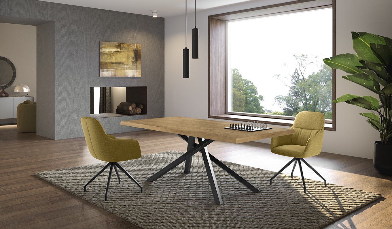 Spike Table fixe (200 x 76 H cm) en placage chêne noir | Leroy Merlin