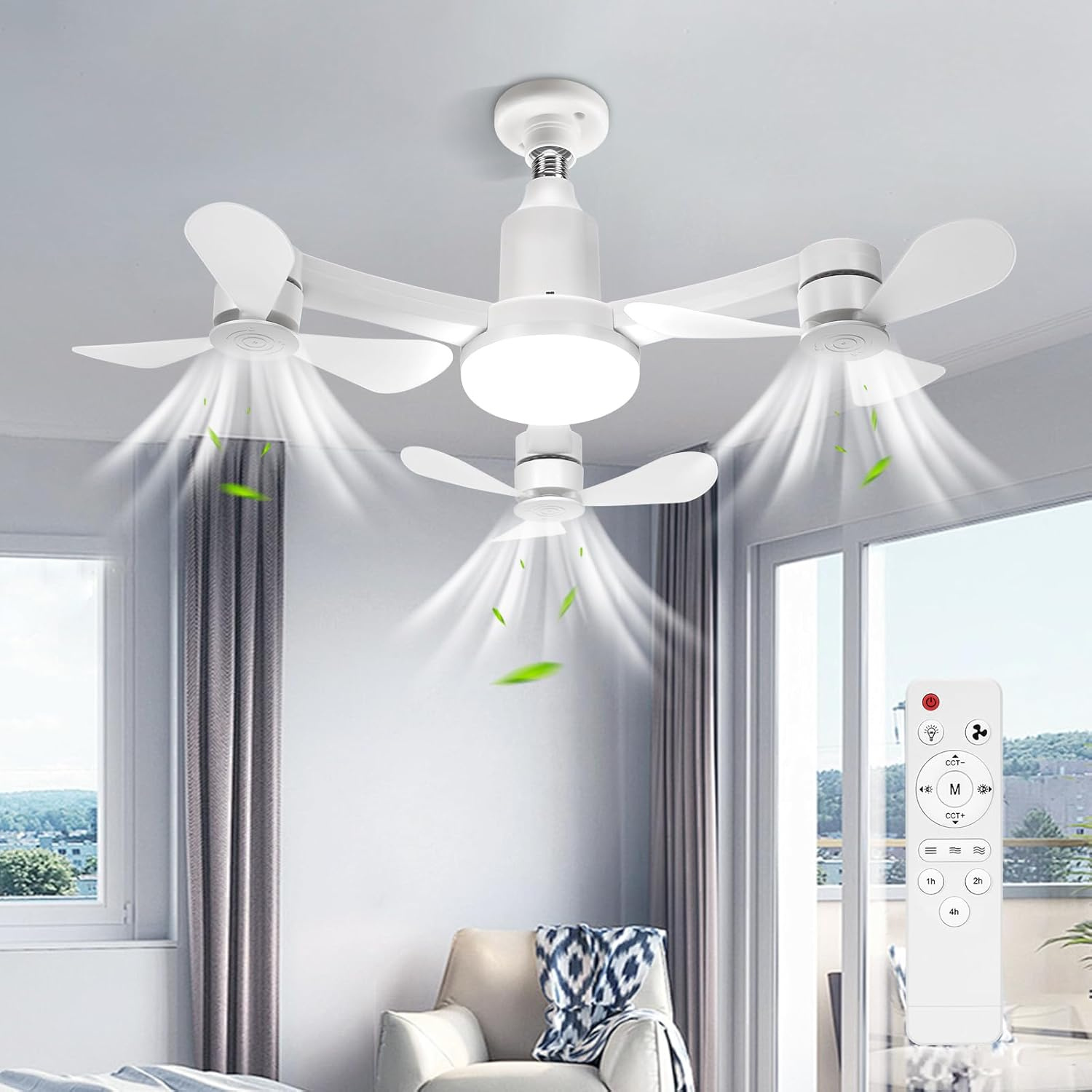 Ventilador de techo con luces y control remoto,3cabezales,ventilador de ...