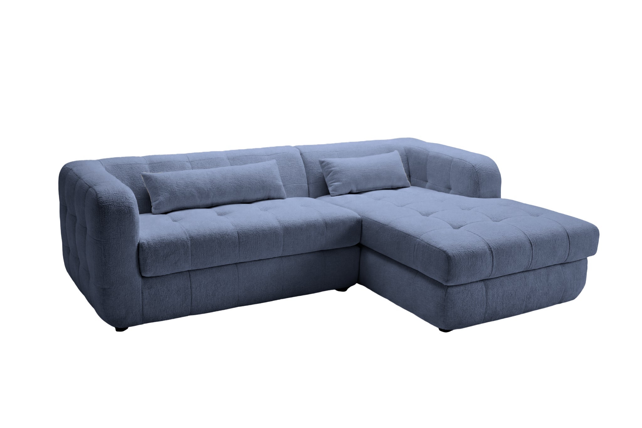 ARLETTE - Canapé d'angle tissu chenille 4 places Gauche - Bleu | Leroy ...
