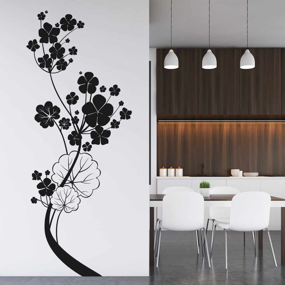 Sticker Mural - Fleurs - Noir - 297x729 cm | Leroy Merlin