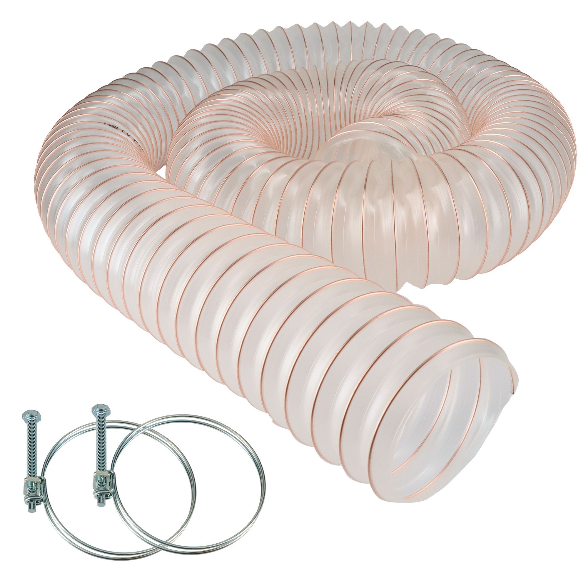 Tuyau flexible d'aspiration PU acier cuivré D. 100 mm + 2 colliers de ...