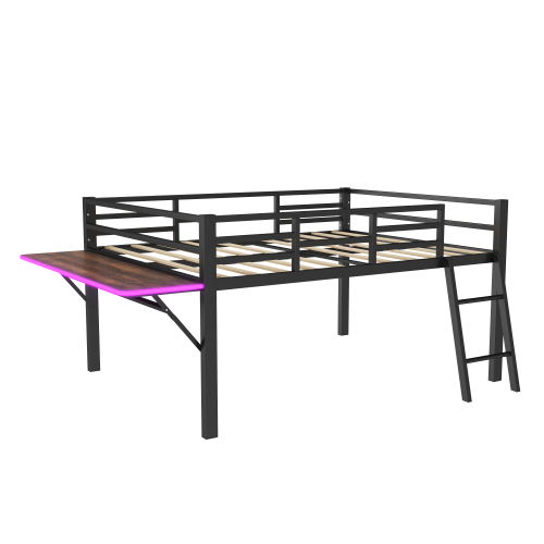 Lit plat en métal, 140 x 200 cm, sans matelas, avec garde-corps ...