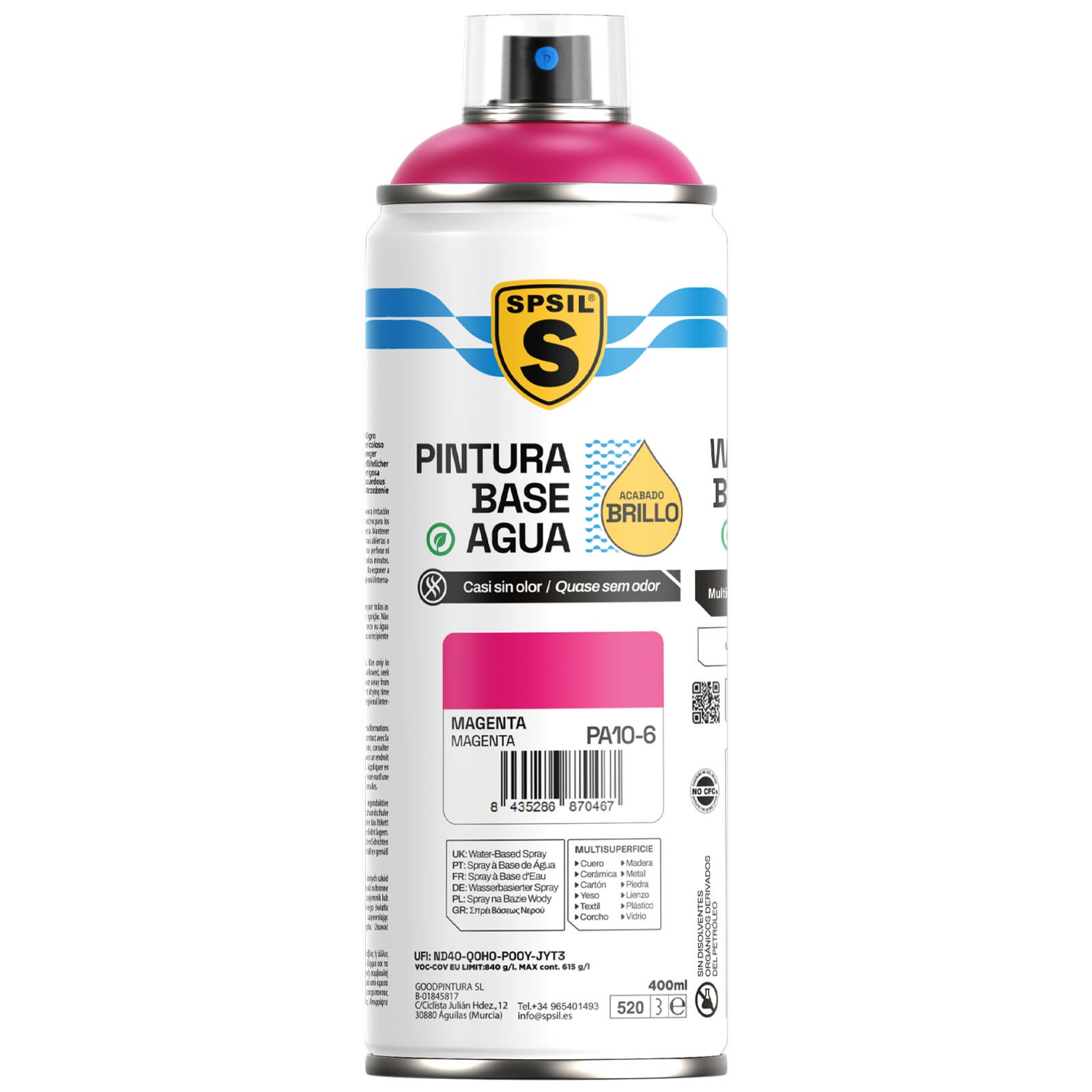 Pintura Spray al Agua SPSIL Color Magenta Base Agua 400ml ...