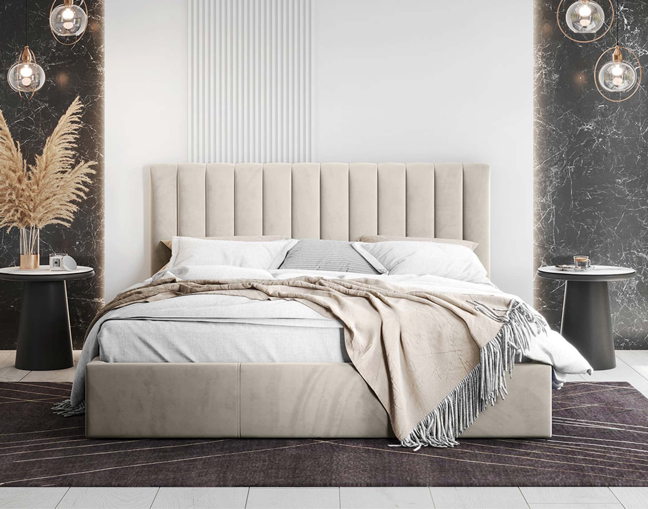 Rosario - lit coffre - 180x200 - sommier inclus - en velours | Leroy Merlin