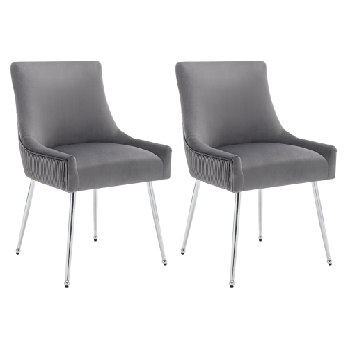 Set di 2 sedie da pranzo con righe verticali, grigio | Leroy Merlin