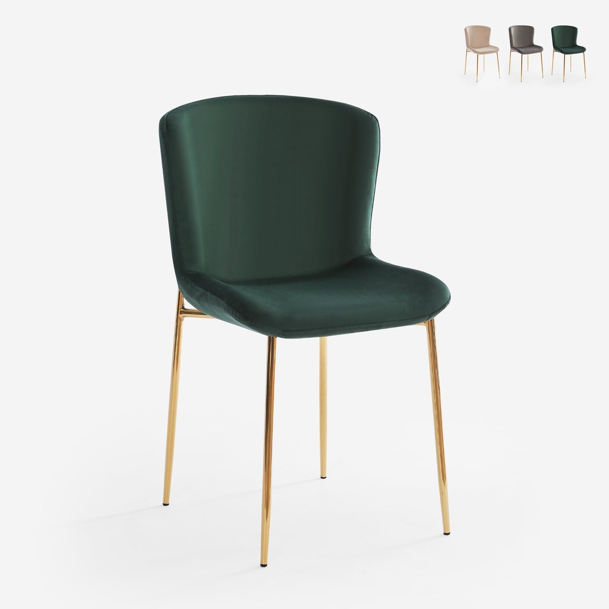 Silla de tela de diseño para salón-comedor con patas doradas Virin ...