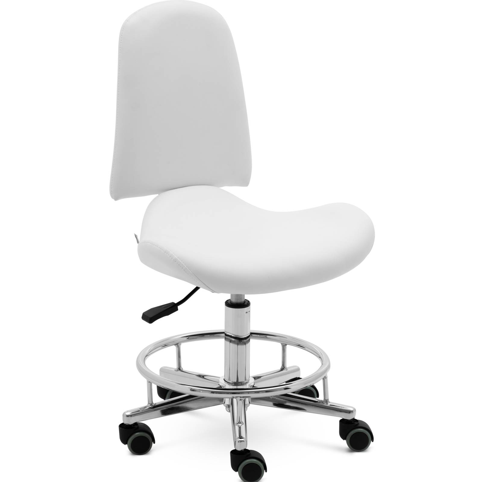 Taburete con ruedas y respaldo - 44 - 58 cm - 150 kg - blanco | Leroy ...