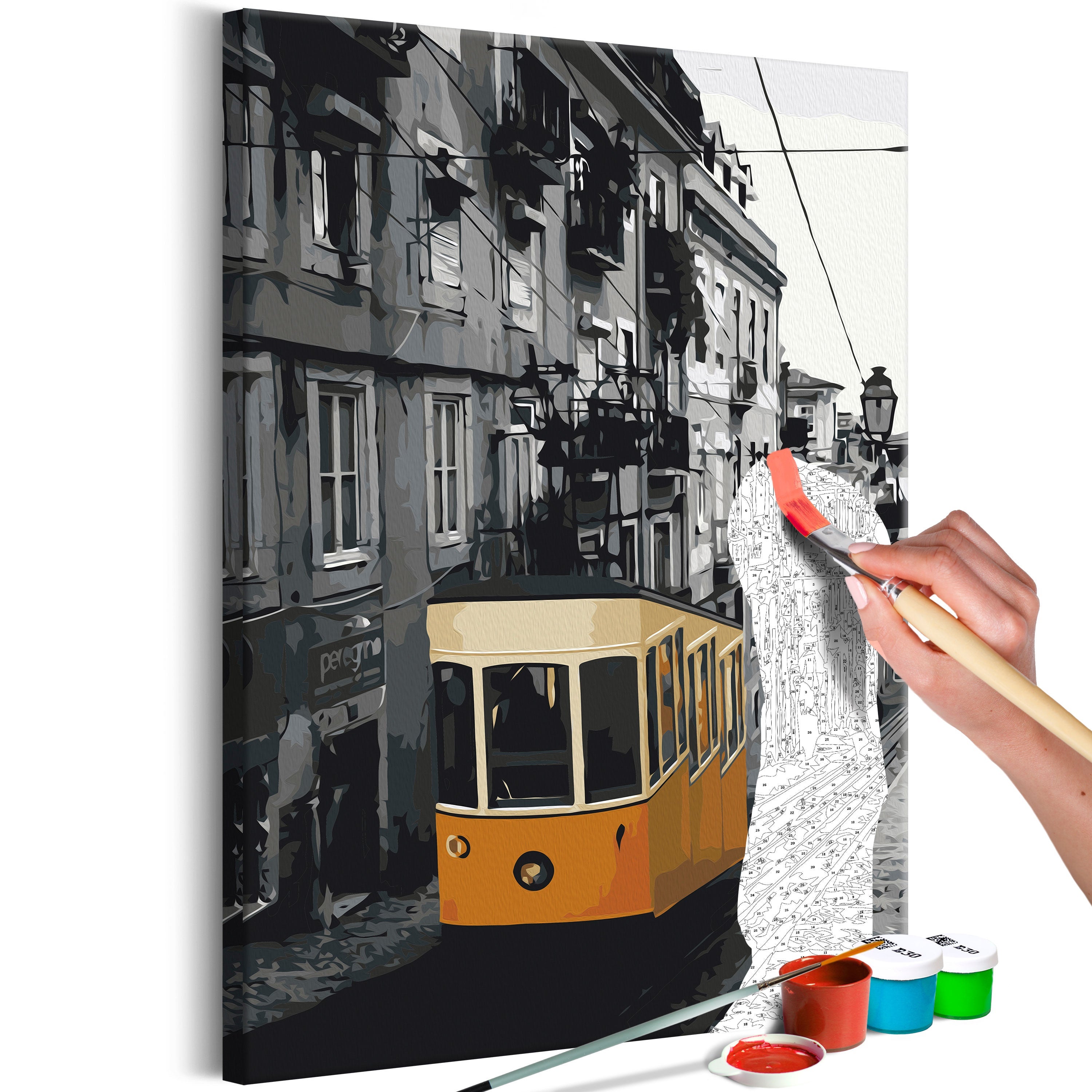 Tableau à peindre soi-même peinture par numéros motif Tramway à ...