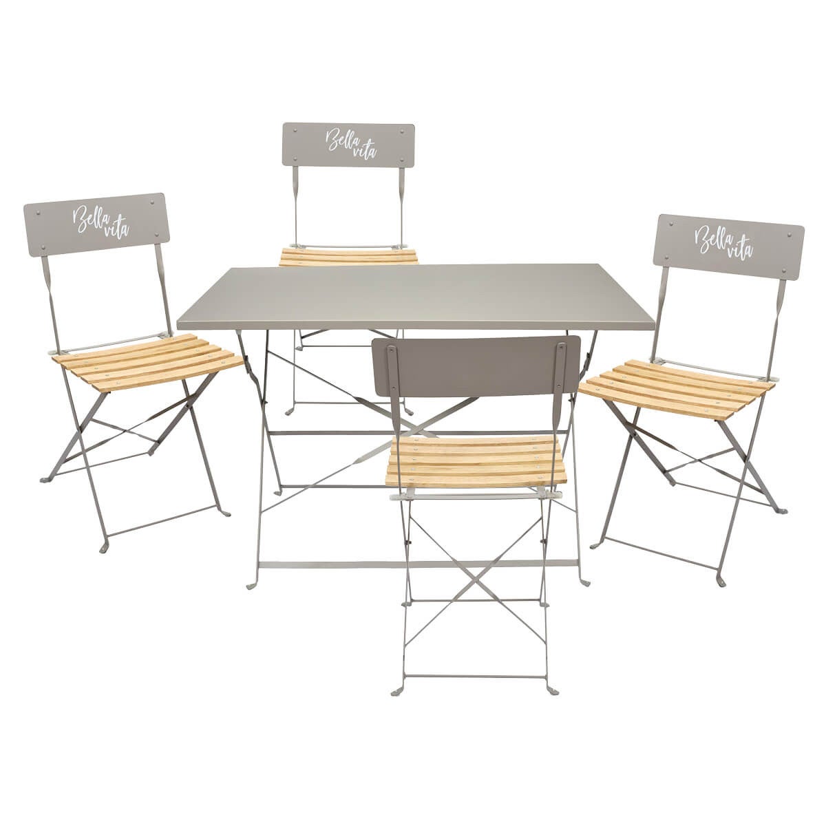 MALAM - Ensemble Table Repas Pliante + 4 Chaises Pliantes Taupe | Leroy ...