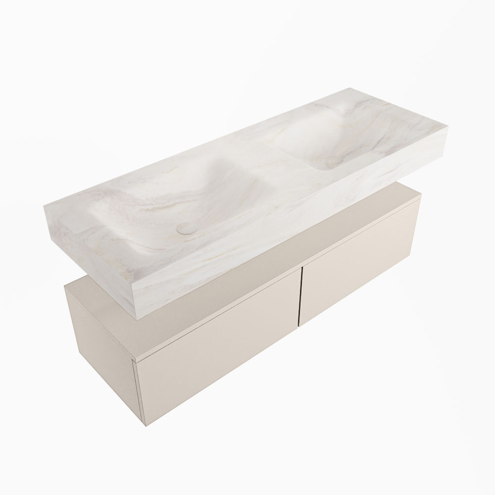 MONDIAZ ALAN-DLUX 130cm mueble de baño Linen 2 cajones. con Lavabo ...