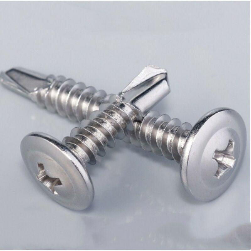 Lot de 100 Vis à tôle Autoperceuse à Tête Large Bombée Ø4.2x19mm en ...