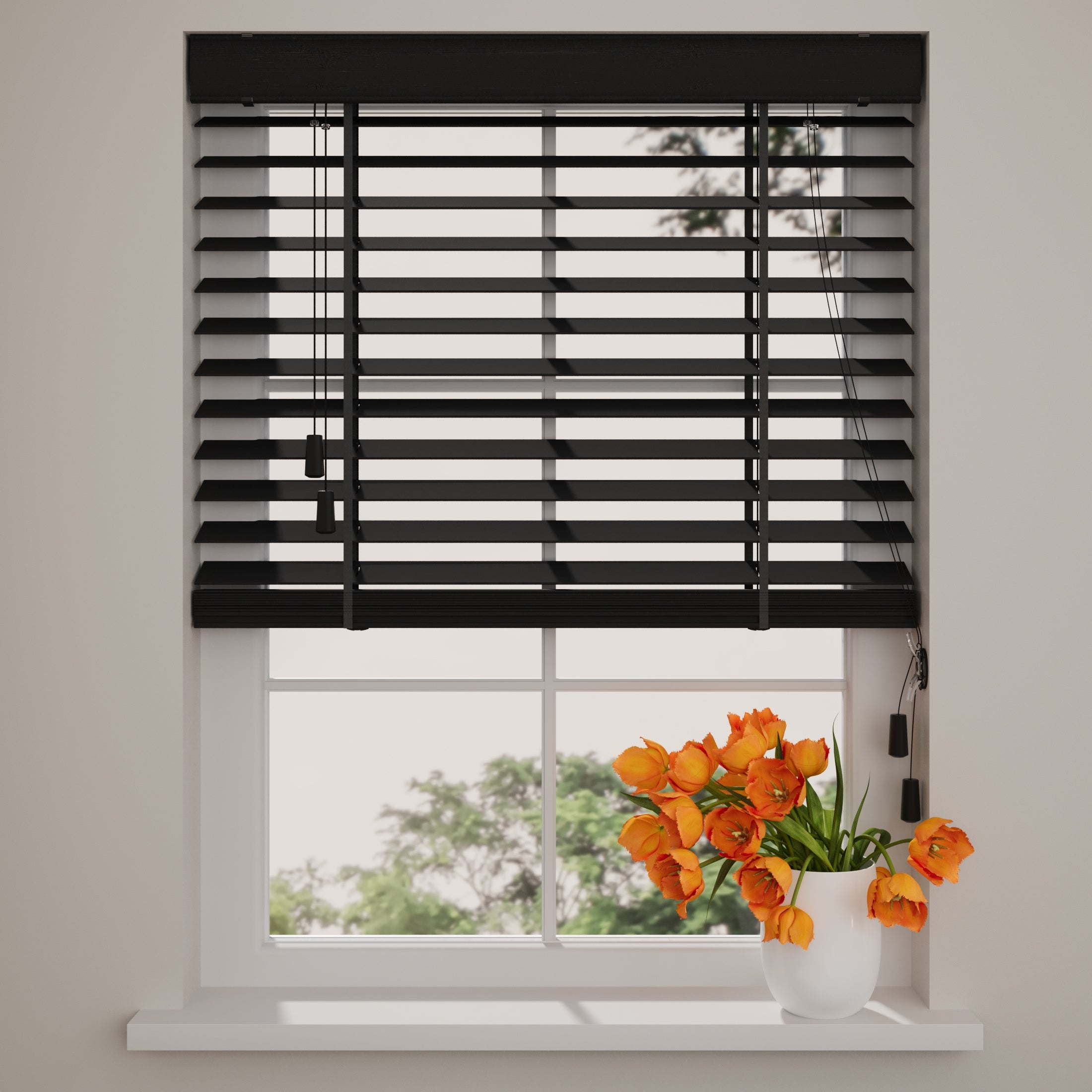 Radeco® Store vénitien en bois de bambou Easy - 50 mm - Noir - 150 x ...