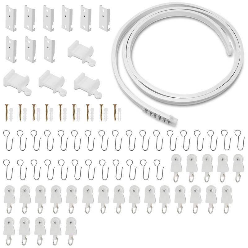 Kit de Rail de Rideau Plafond Pliable, 5M Rail de Rideau Flexible avec ...