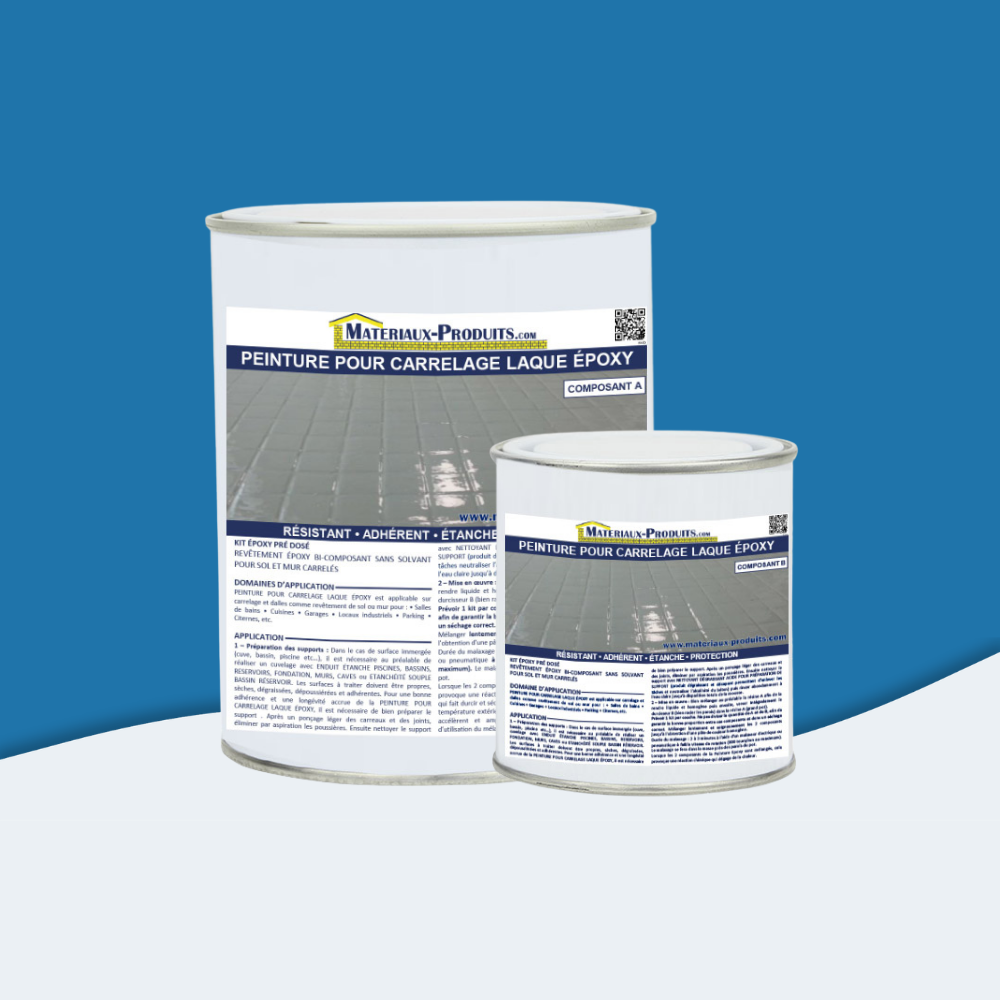 Peinture pour carrelage laque époxy Kit de 10 Kg Bleu France RAL 5012 ...