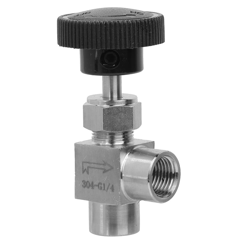 Válvula de aguja BSPP, acero inox. 304, mango negro, 1/4". | Leroy Merlin