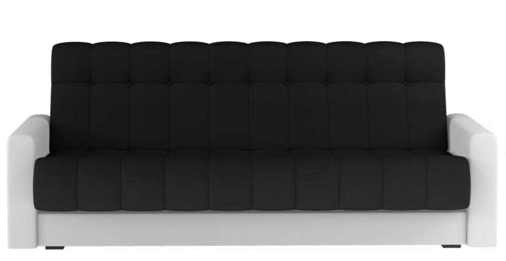 Canapé lit 3 places tissu noir et simili cuir blanc Barote 210cm ...