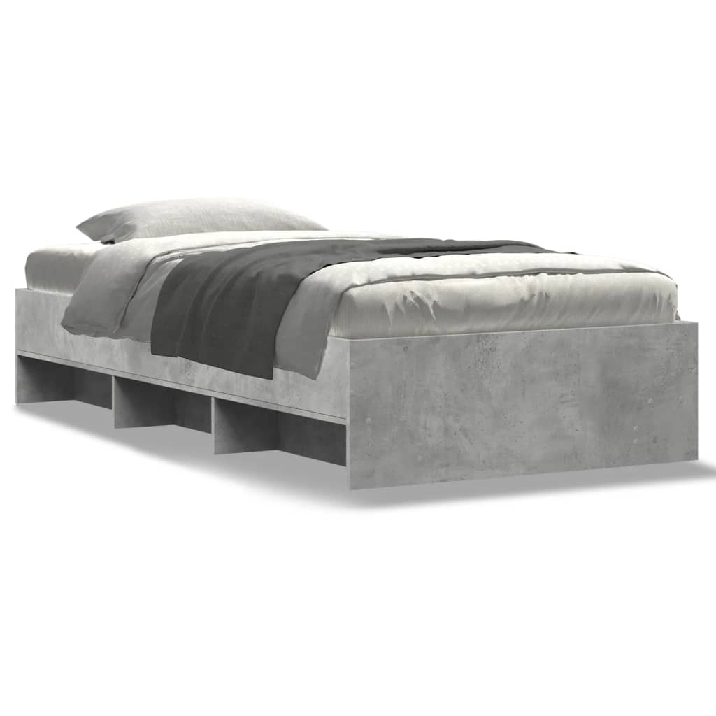 Lit Adulte | Lit simple | Cadre de lit gris béton 90x200 cm bois d ...