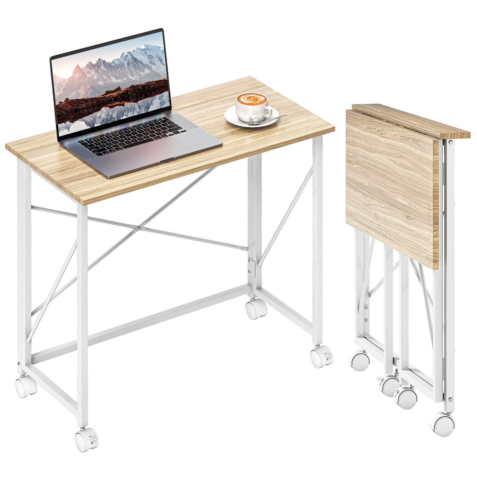 HOMCOM Bureau pliant en bois MDF naturel 80x40x75 cm | Leroy Merlin