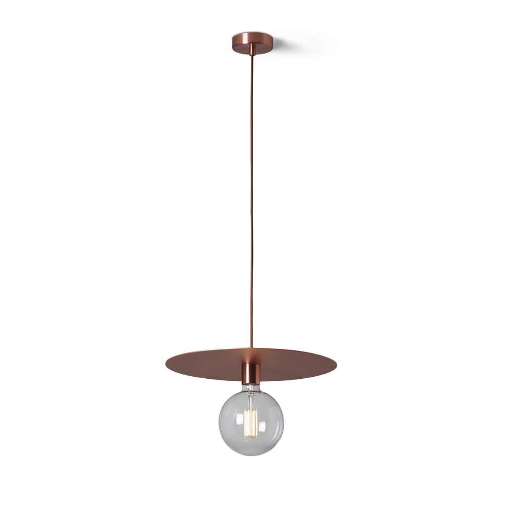 Lampada a sospensione con disco rame e lampadina led 7W 580Lm 2200K D15 ...