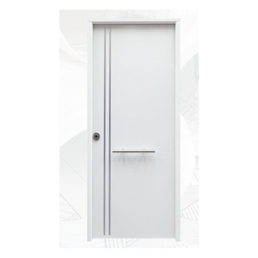 Porte d'entrée en acier IRIS FM blanc - Poussant Gauche - Dimensions ...